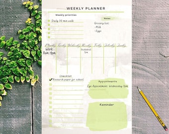 Lime Green Digital Daily Planner Printable - Etsy