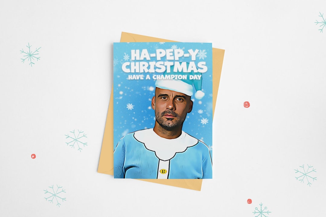 Pep Guardiola Merry Christmas Manchester City Card L - Etsy UK