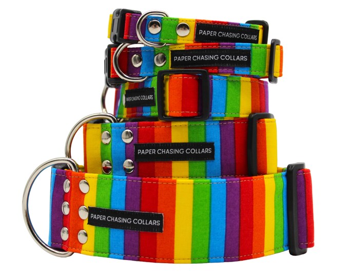Dog Collar/ Rainbow Dog Collar/ Fabric Dog Collar/ Bright Dog Collar - Etsy