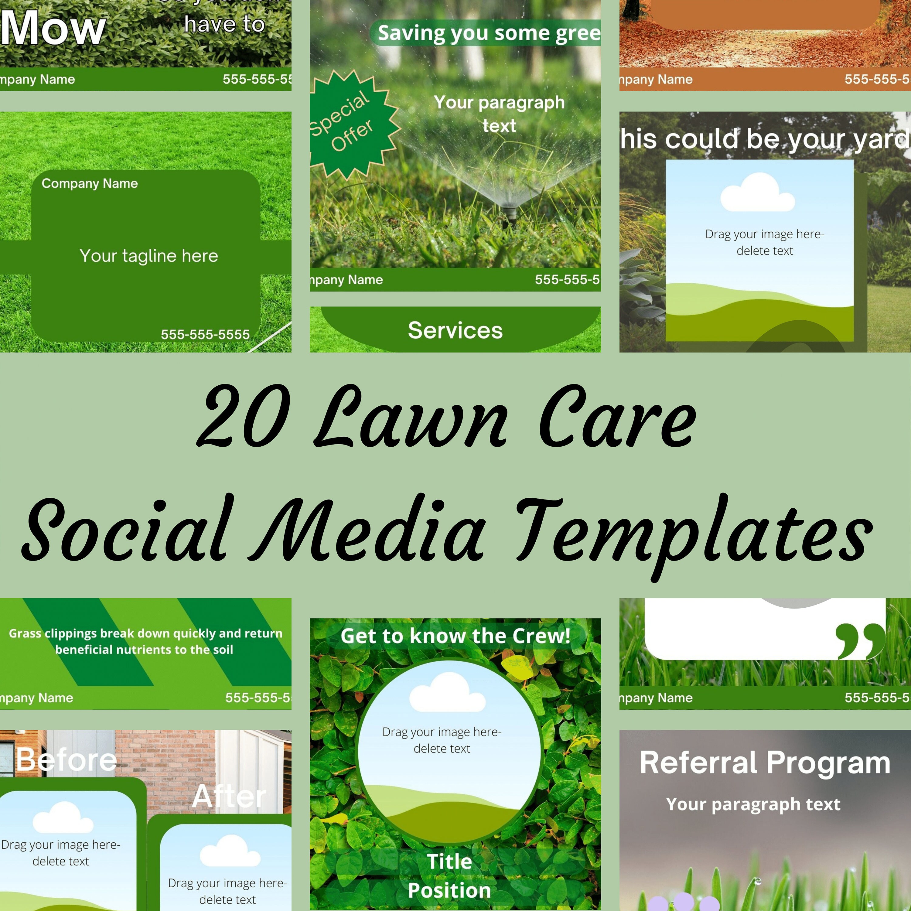 Lawn Care Social Media Template - 20 Lawn Service Facebook Posts ...