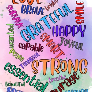 Positive Affirmation - Poster PNG Print 8.5x 11 In - Etsy