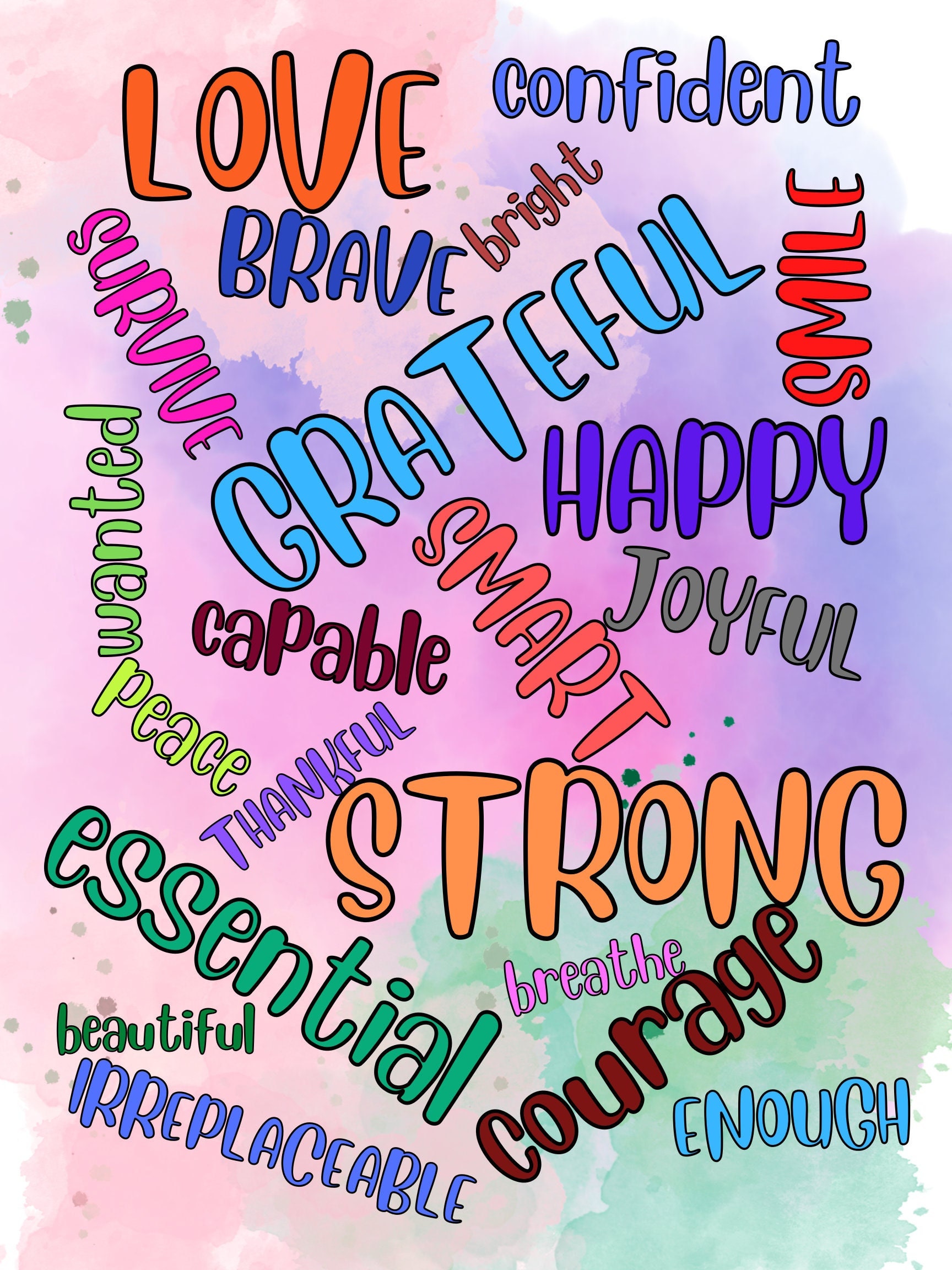 Positive Affirmation - Poster PNG Print 8.5x 11 In - Etsy