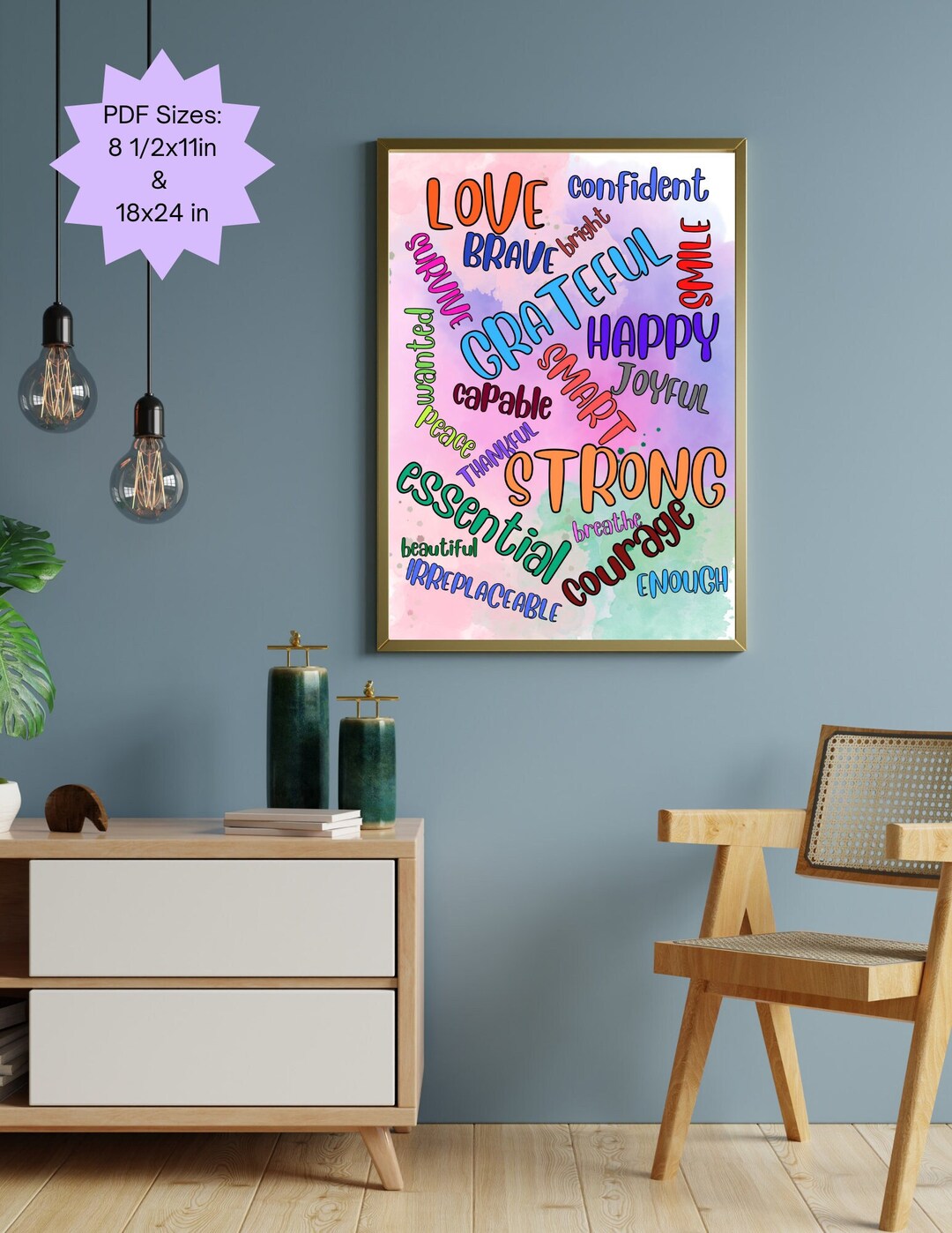 Positive Affirmation - Poster PNG Print 8.5x 11 In - Etsy