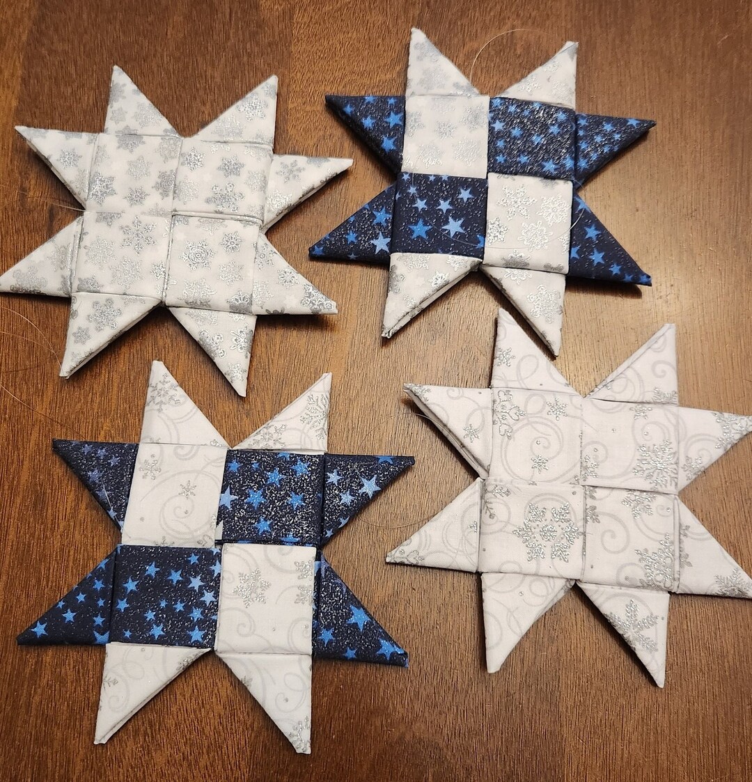 Handmade Scandanavian Star Fabric Folded Ornaments Set of 4 - Etsy