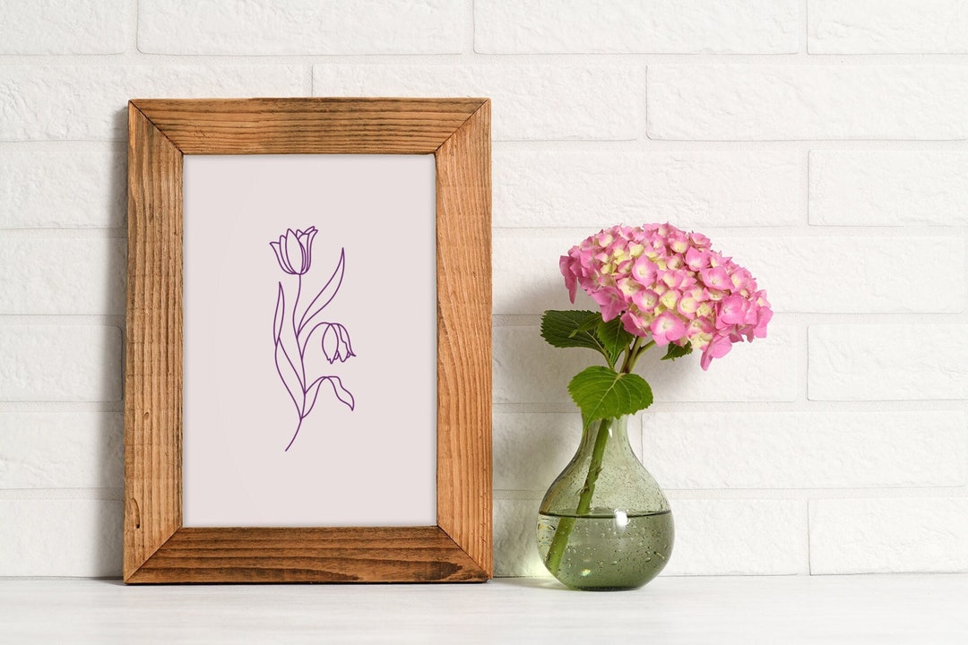 Flower Line Art Floral Line Art Wall Art Wild Flowers - Etsy