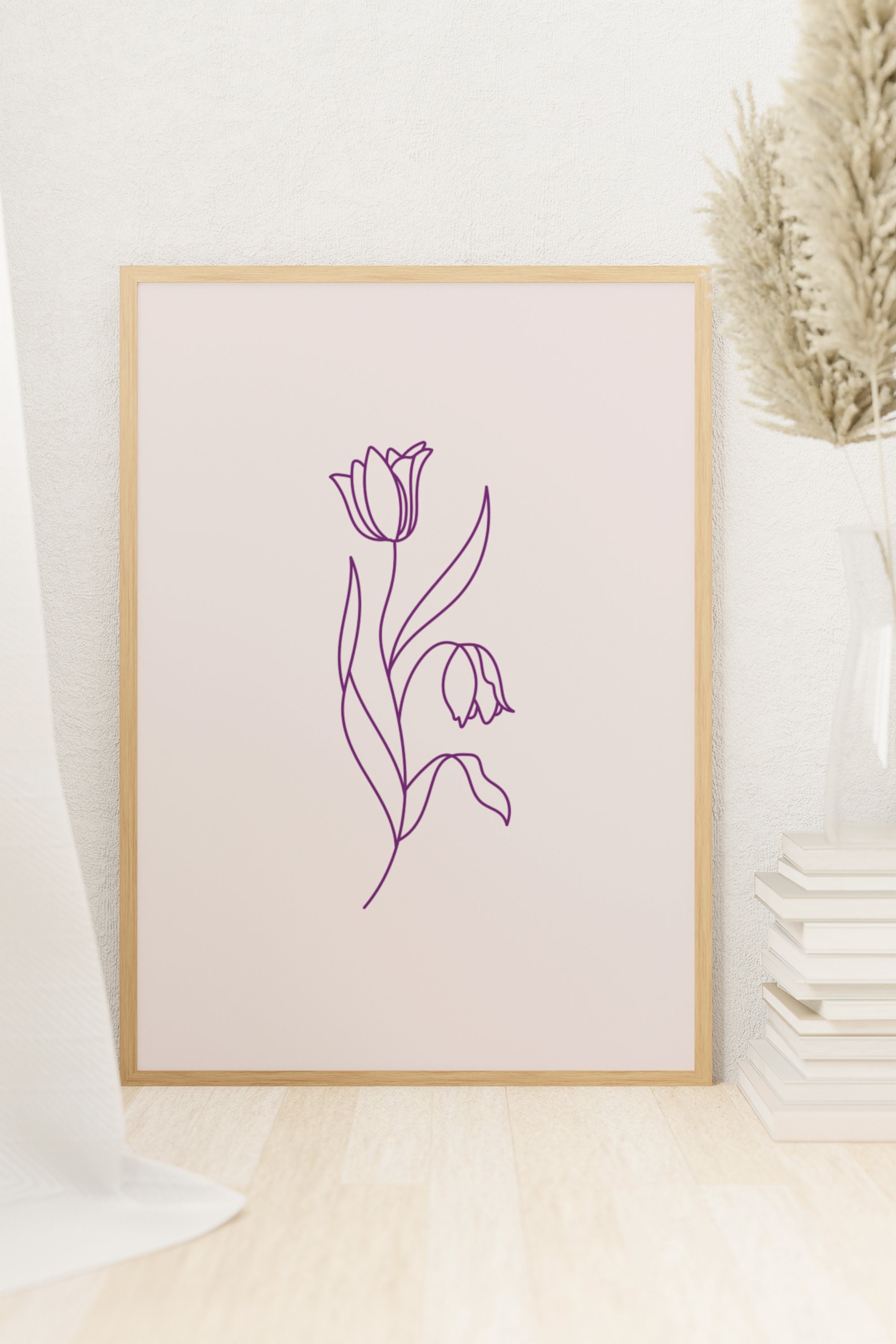 Flower Line Art, Floral Line Art, Wall Art, Wild Flowers Poster, Floral ...
