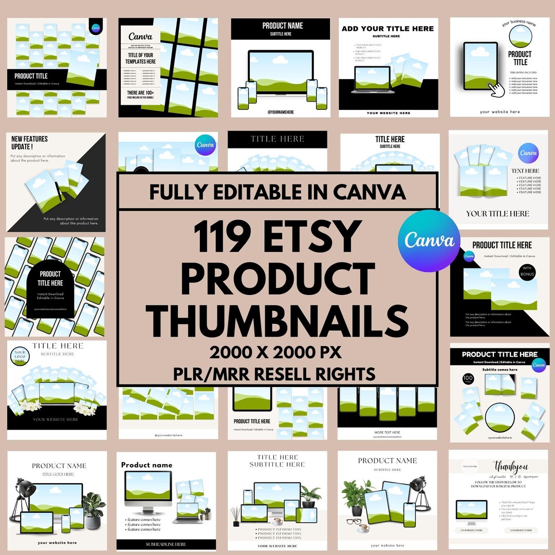 119 Canva Etsy Product Thumbnail Mockups: PLR/MRR Resell Rights Canva ...