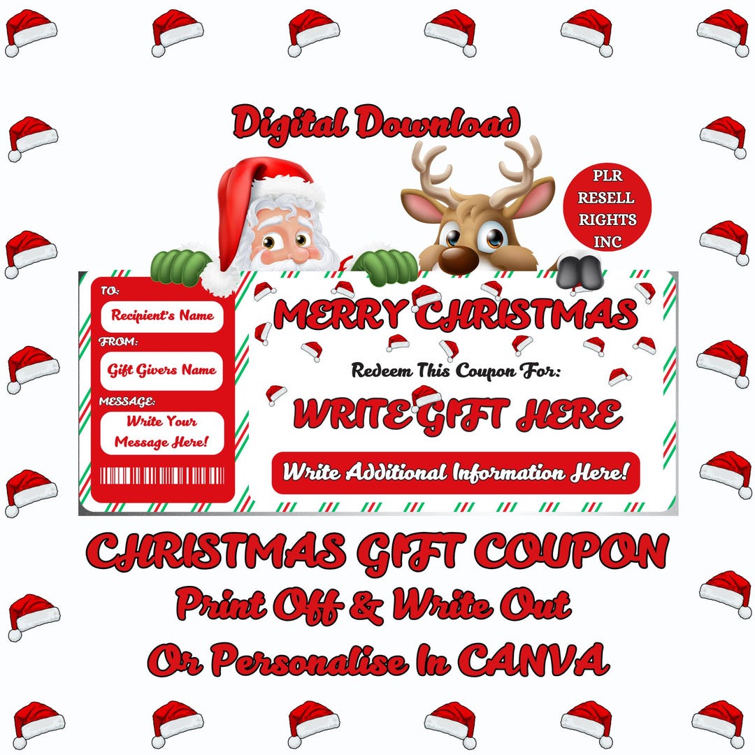 Christmas Coupon Template, Editable Canva Template, Printable Christmas ...