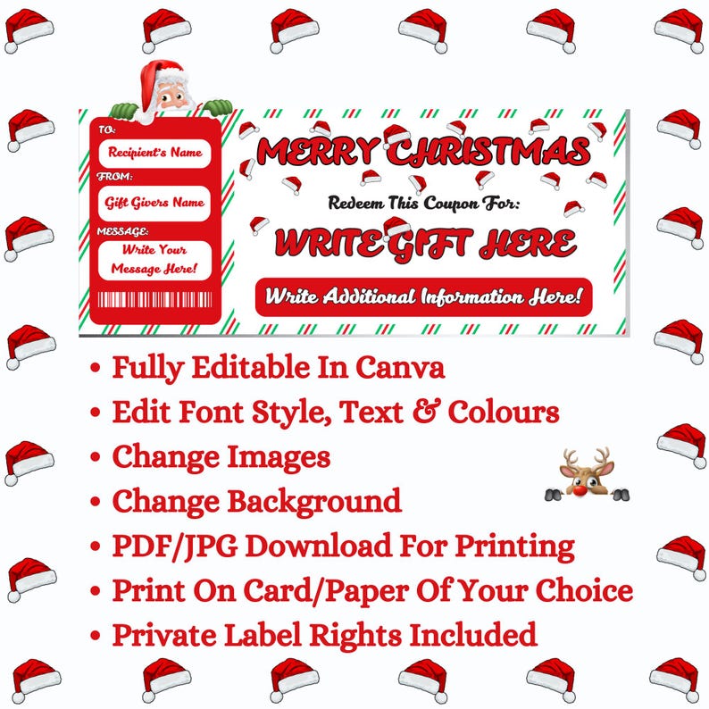Christmas Coupon Template, Editable Canva Template, Printable Christmas ...