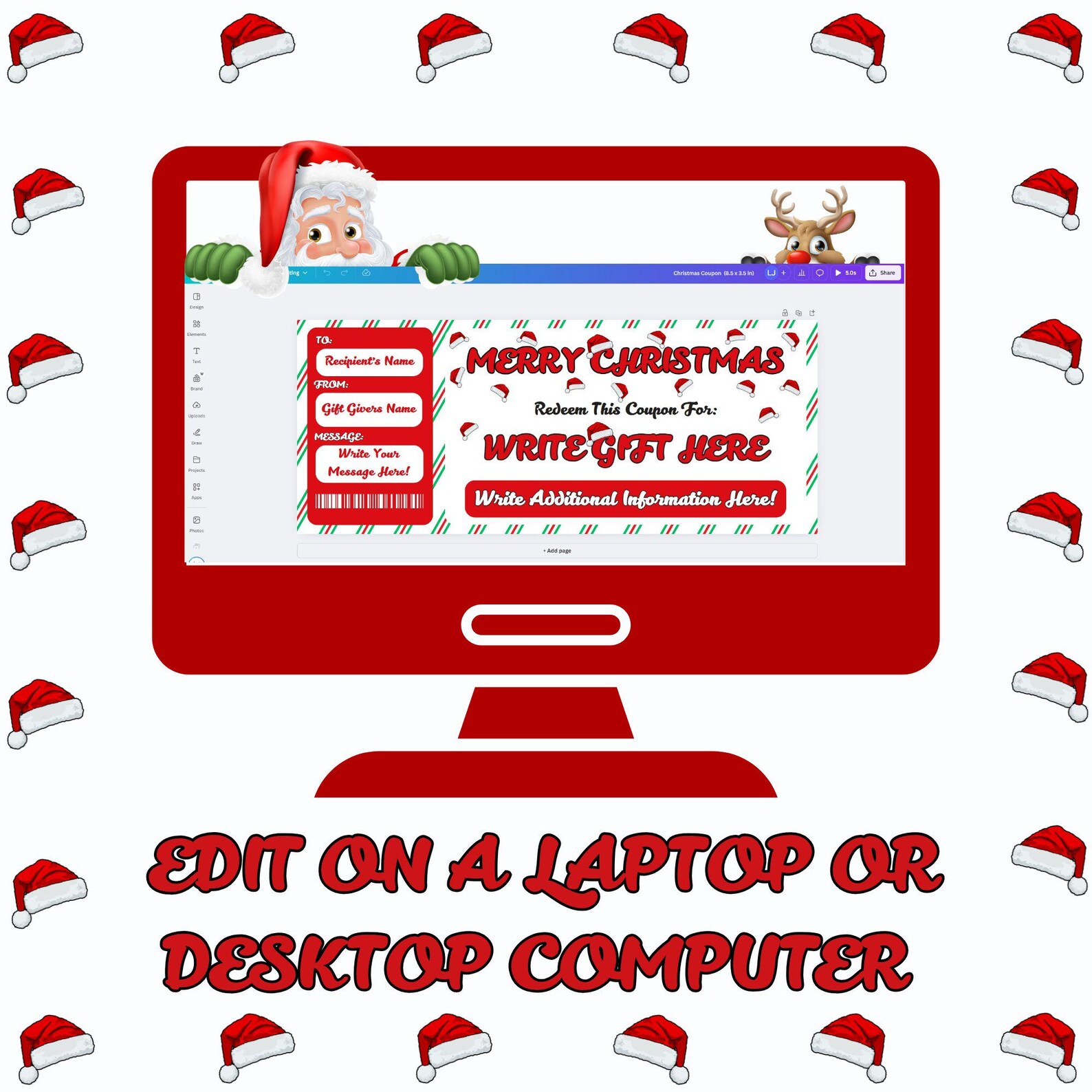 Christmas Coupon Template, Editable Canva Template, Printable Christmas ...