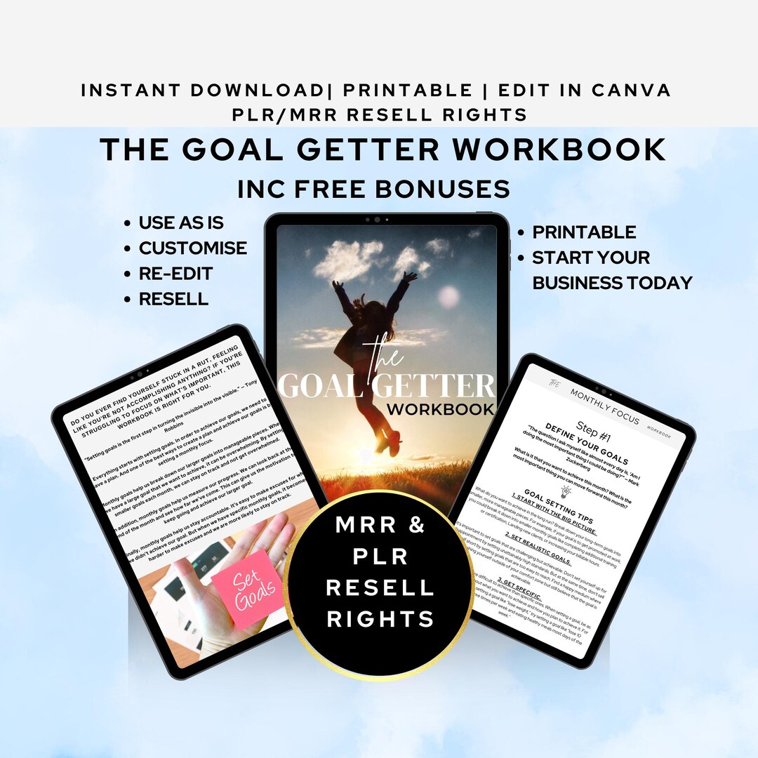 Goal Getter Workbook: Digital Marketing Planner Canva Template MRR PLR ...