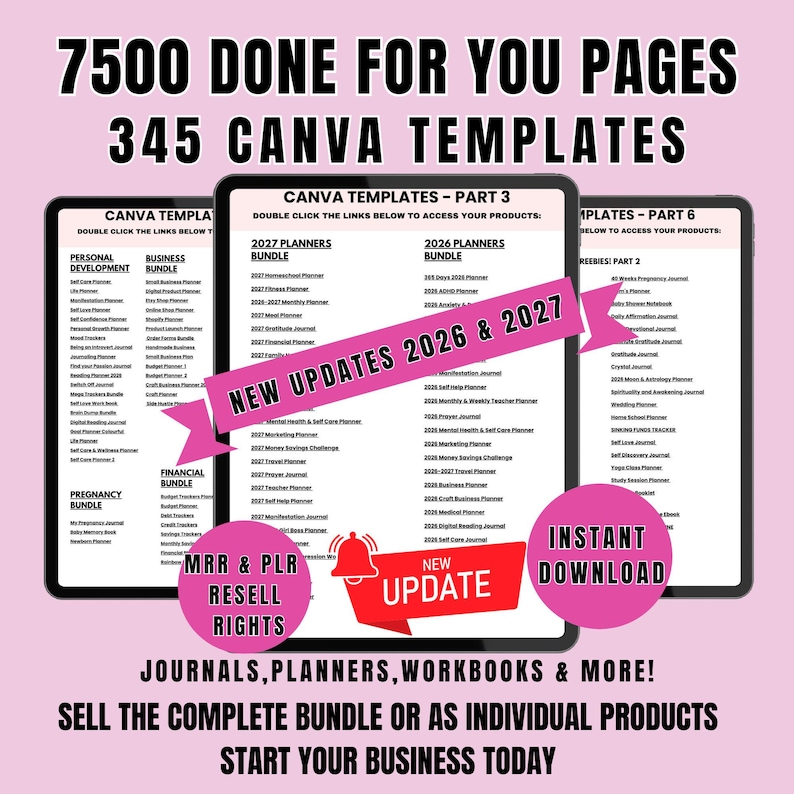 7500 Pages Done for You 345 Canva Templates Bundle: Updated 2026/27 PLR ...