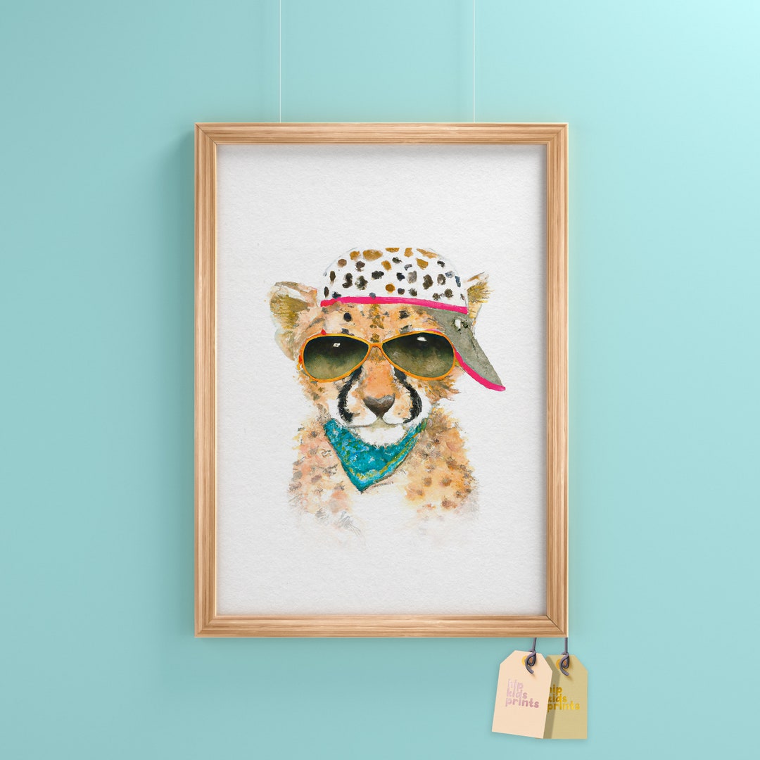 Hip Kids Cheetah Print, Cool Cats Nursery Art, Unique Baby Cheetah ...