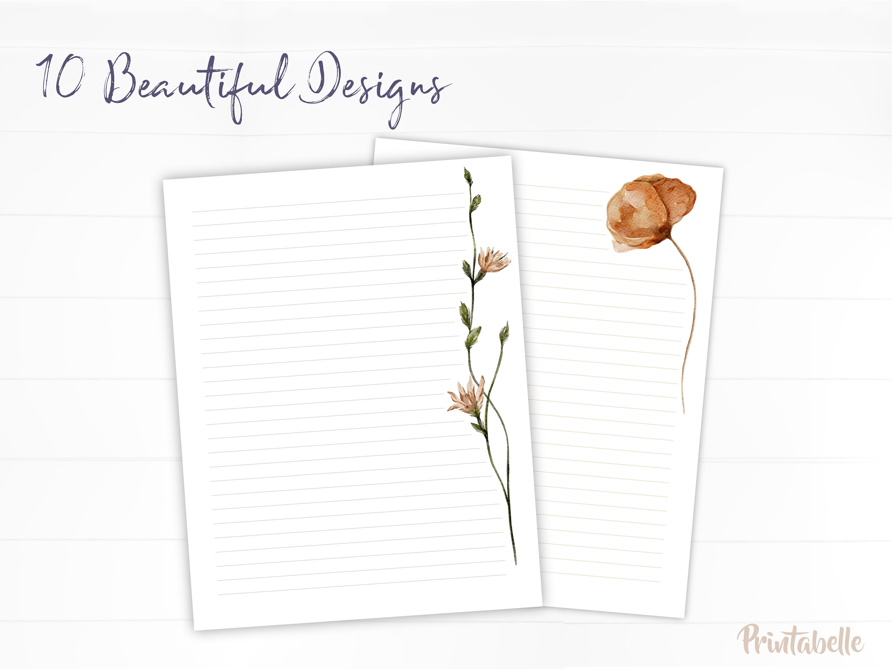Printable Wildflower Stationery, Wild Flower Stationery, Writing Paper ...