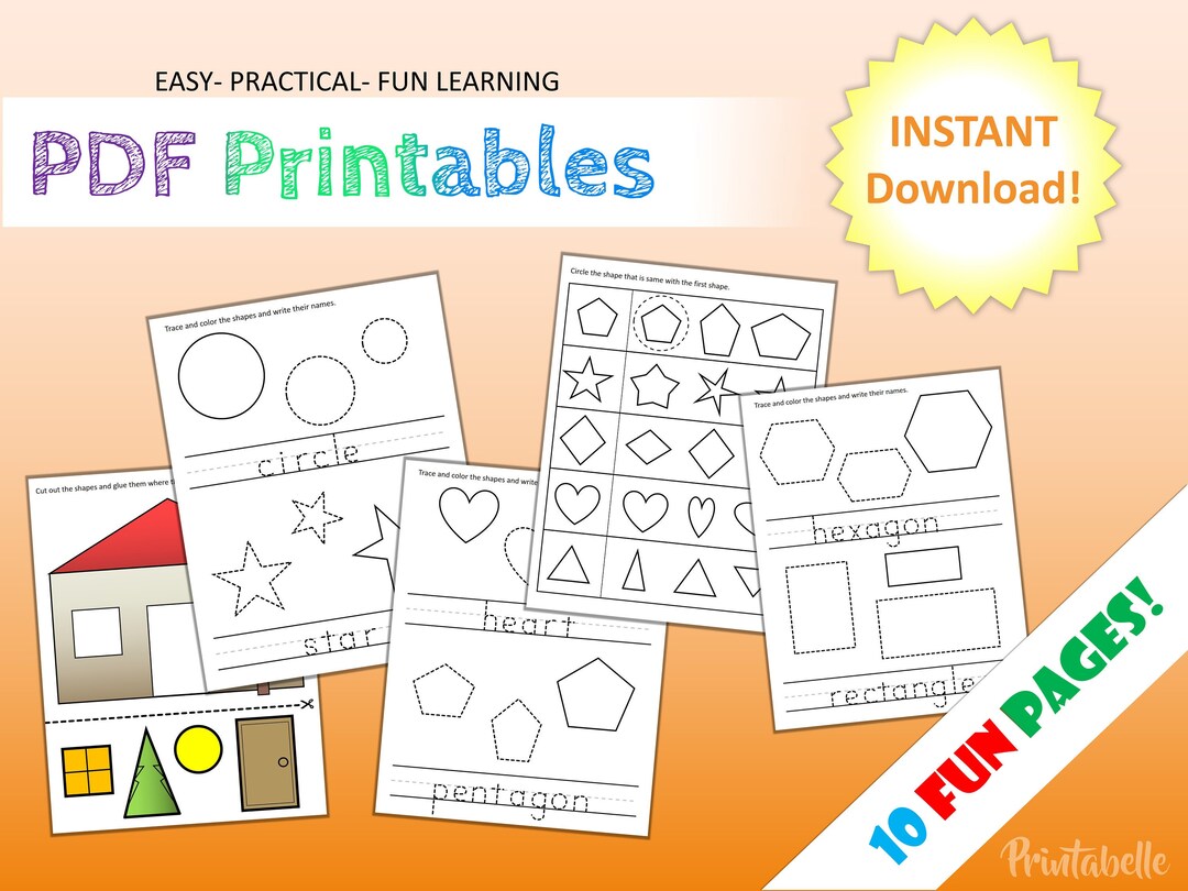 Learning Shapes, Printable Activity Coloring Pages, Kids Activity Pages ...