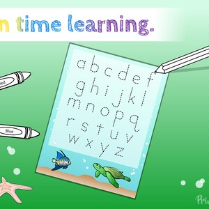 Alphabet Tracing Printables Ocean Theme ABC Worksheets, Colorful ...