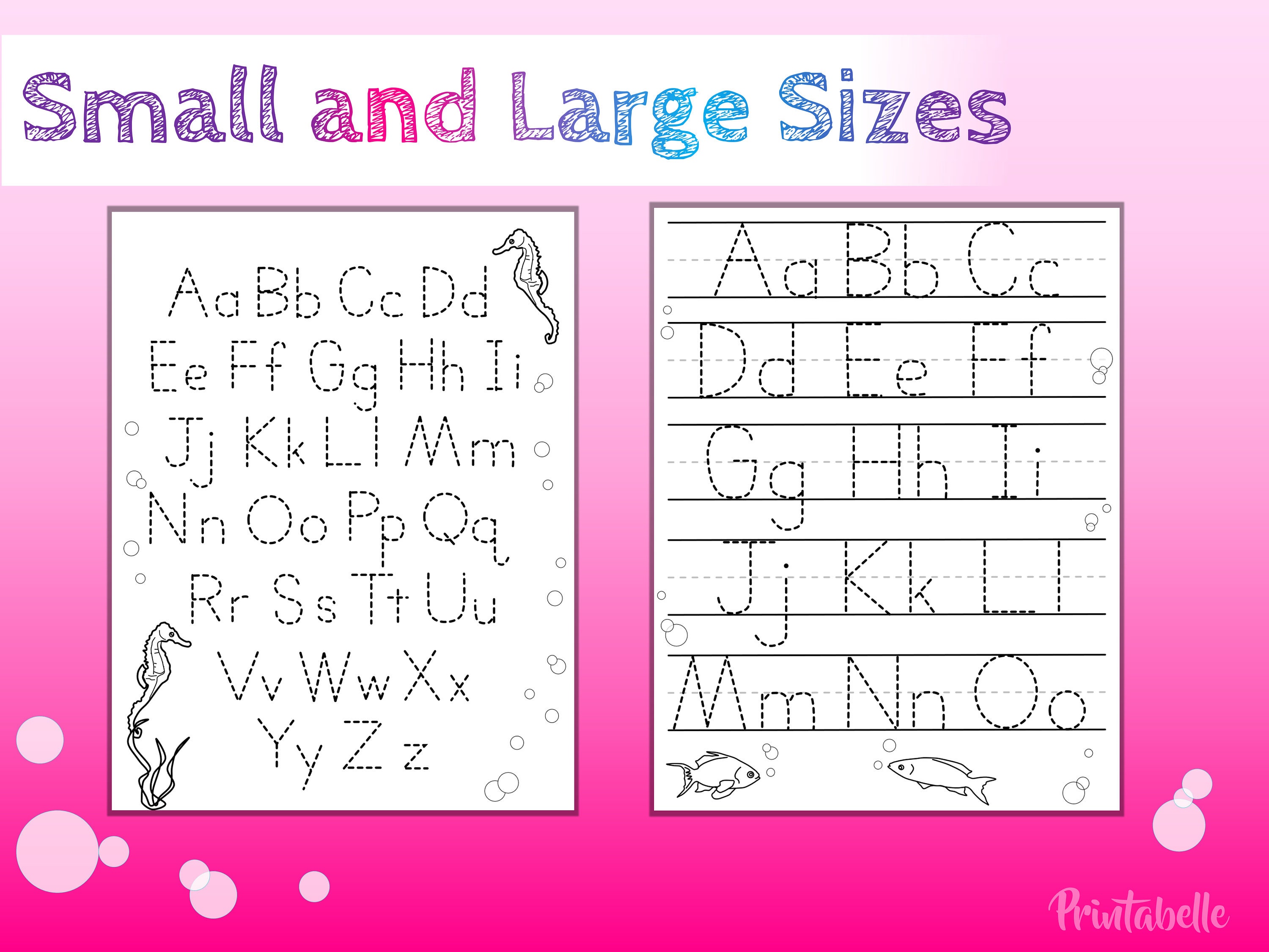 ABC Tracing Worksheets Ocean Theme, Alphabet Printables for Kids ...
