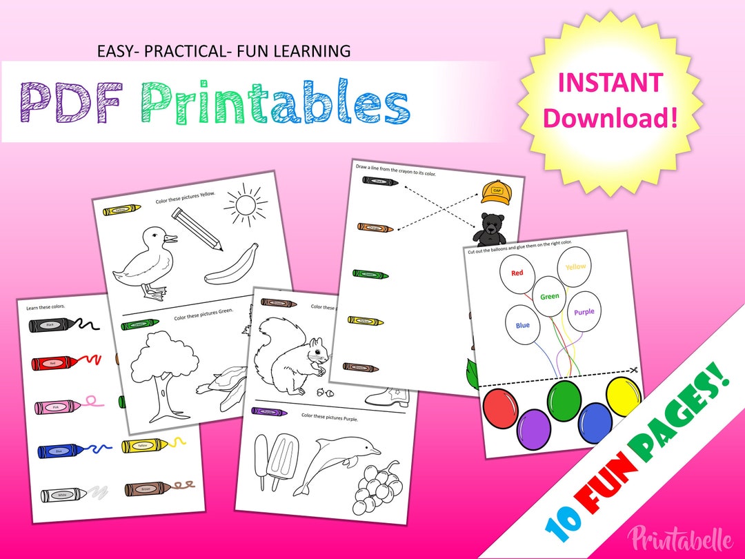 Learning Colors Activity: Printable Coloring Pages (PDF & PNG) - Etsy