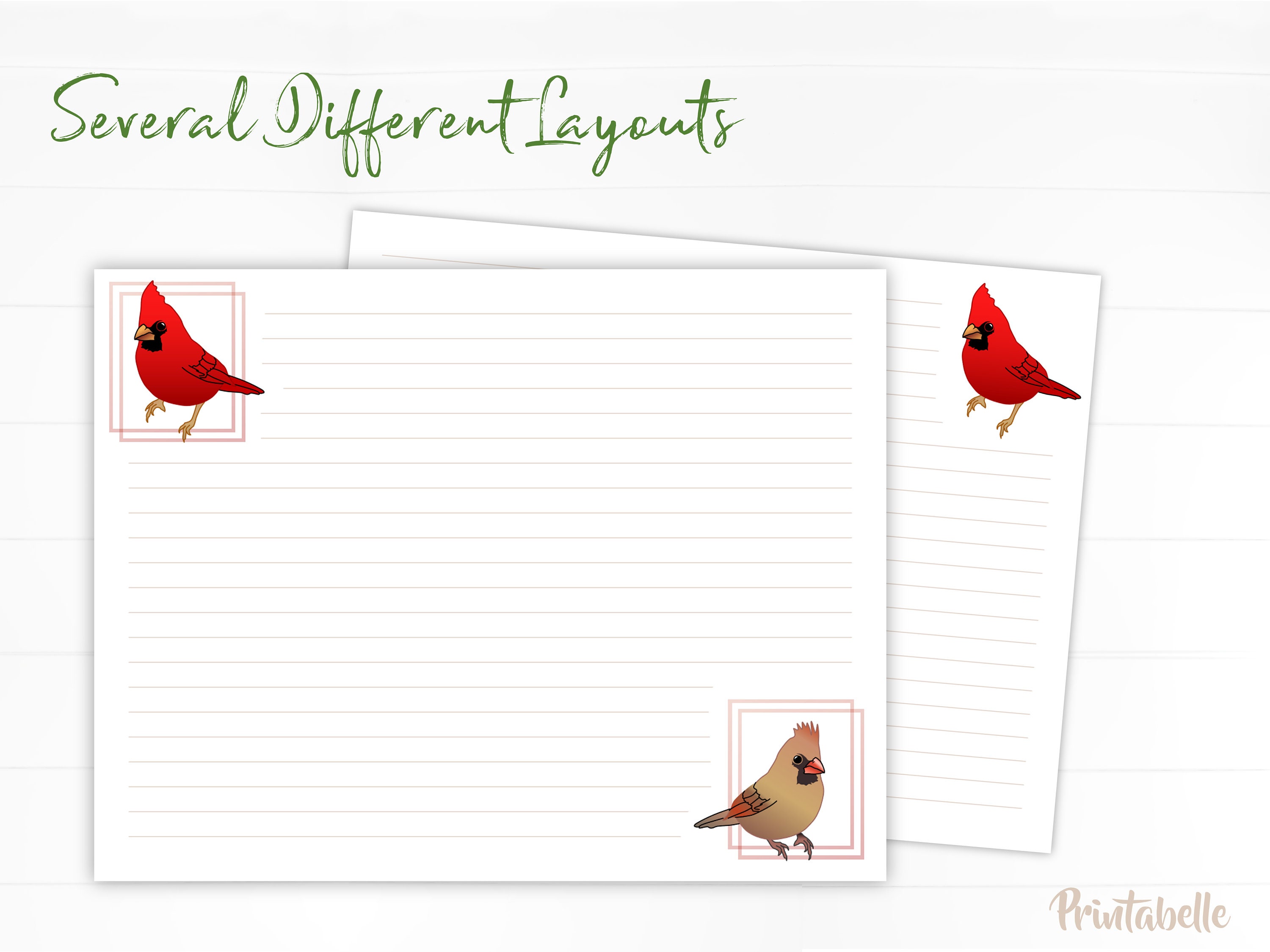 Printable Cardinal Ruled Stationery, Cardinal Theme Stationery, Writing ...
