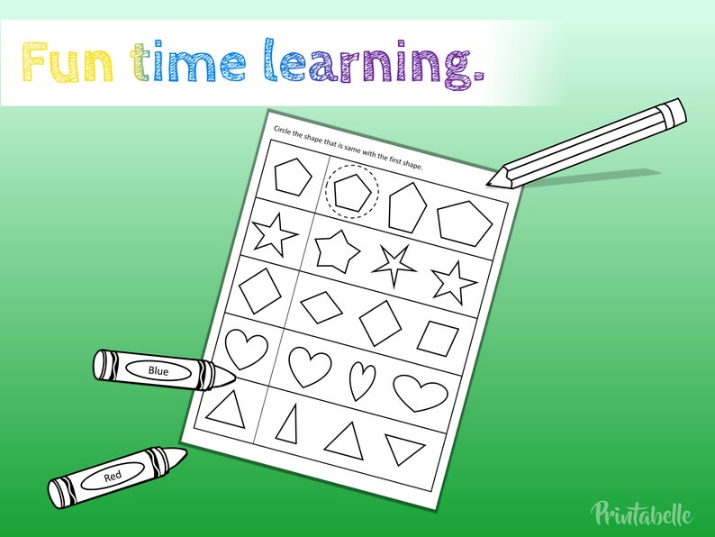 Learning Shapes Printable Activity Coloring Pages Kids - Etsy
