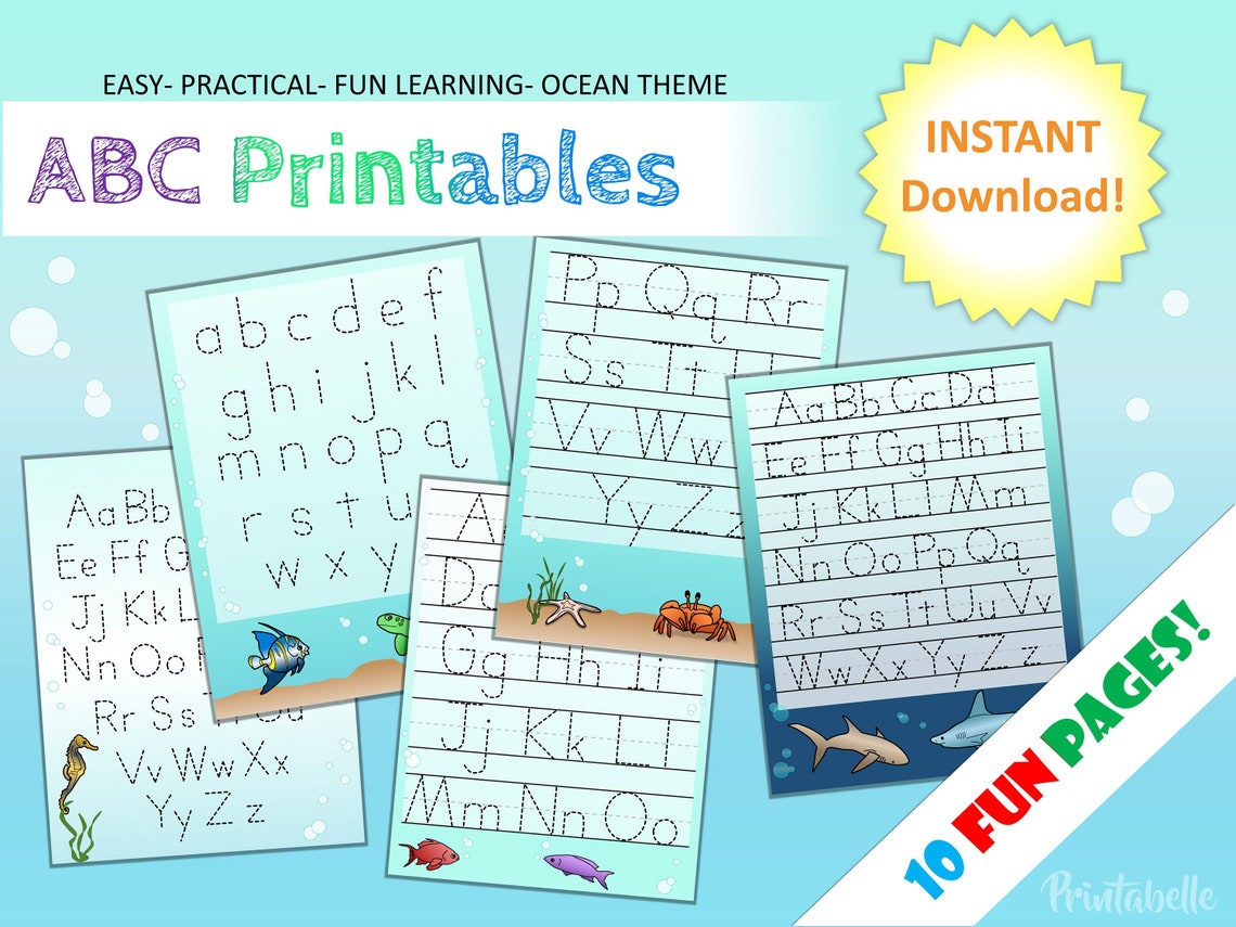 ABC Traceable Pages, Printable ABC Homeschool Pages, Educational ...