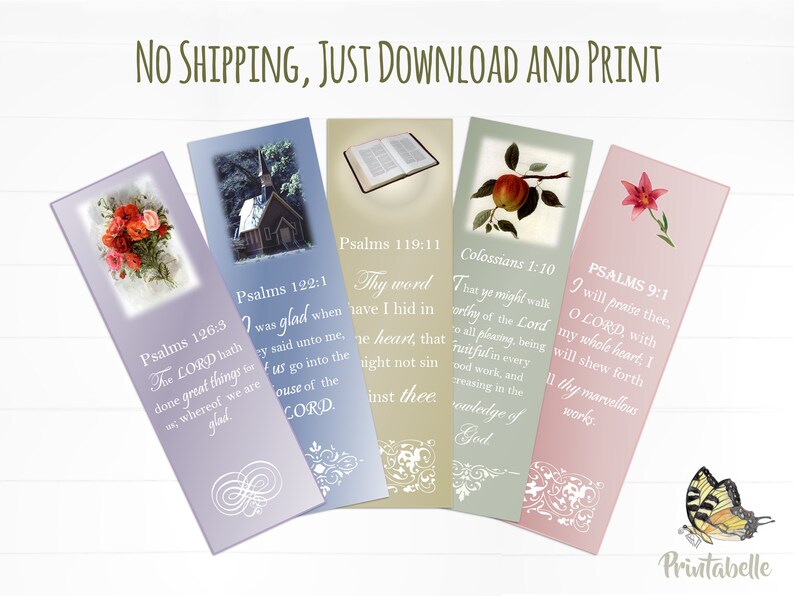 Printable Bible Verse Bookmarks: Christian Scripture Set (digital ...