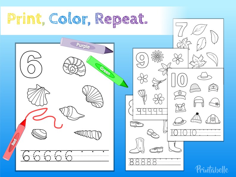 Learning Numbers, Printable Activity Coloring Pages, Kids Activity ...