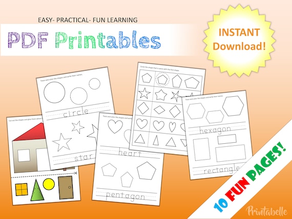 Learning Shapes Printable Activity Coloring Pages Kids - Etsy