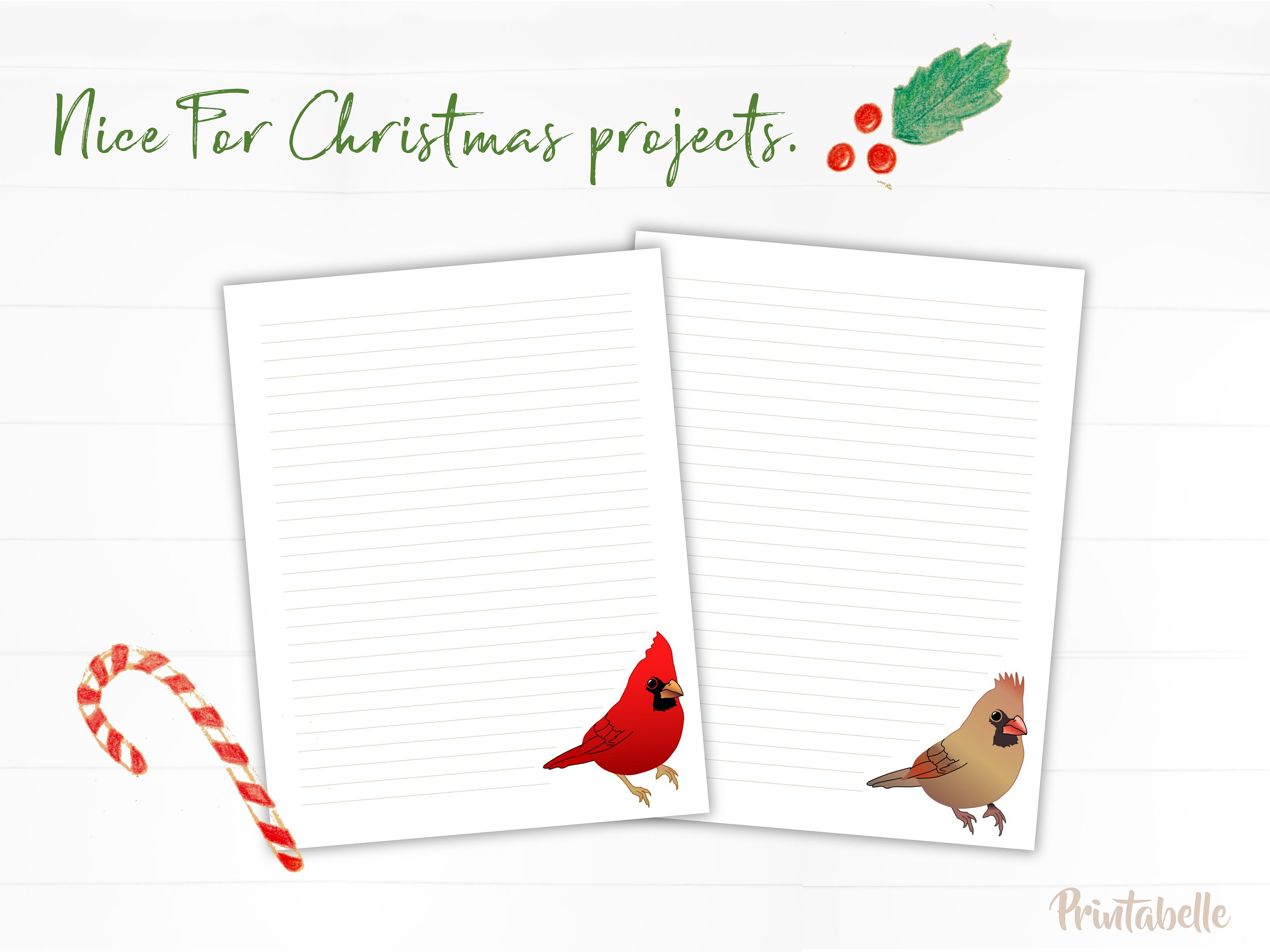 Printable Cardinal Ruled Stationery, Cardinal Theme Stationery, Writing ...