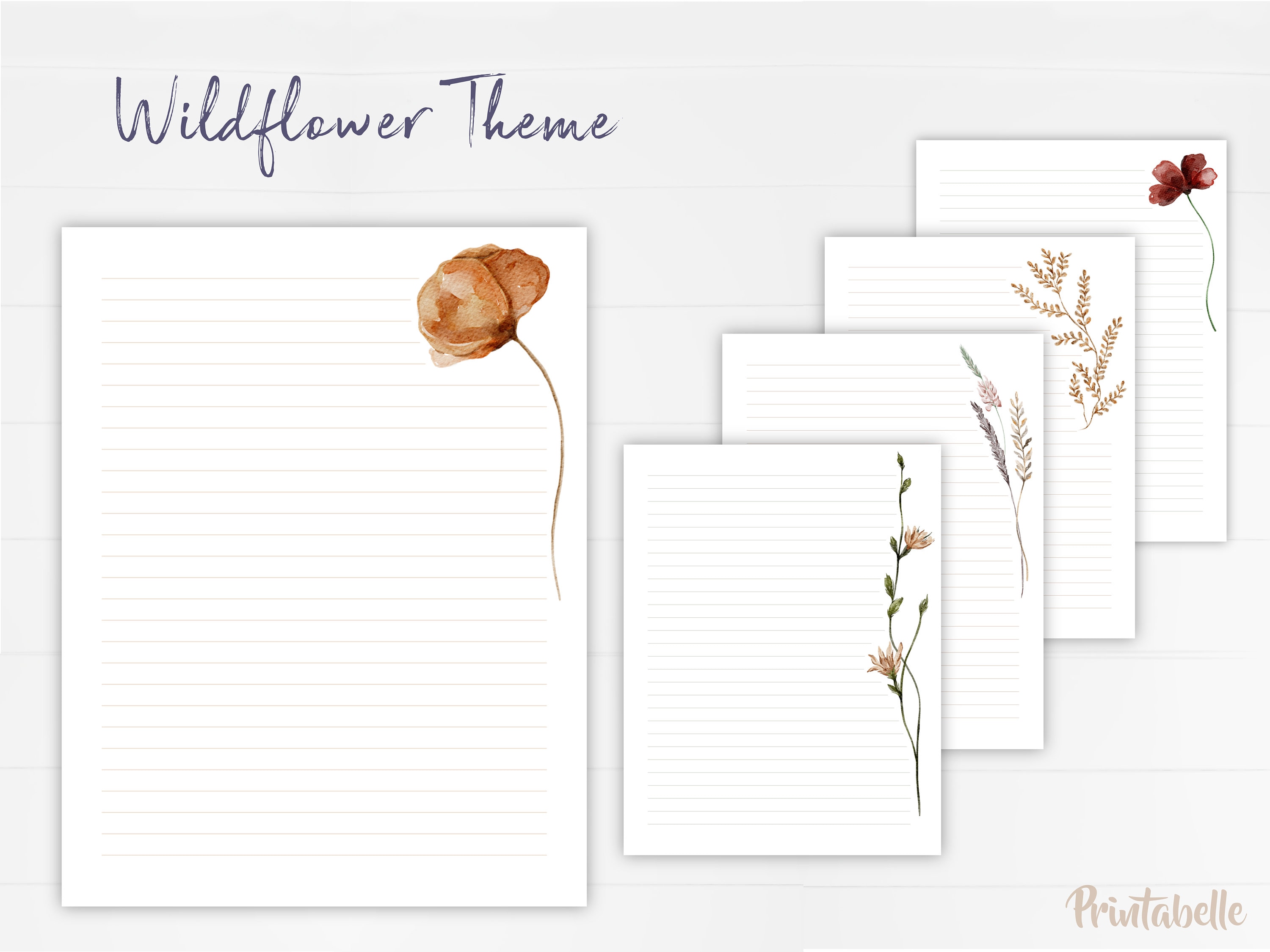 Printable Wildflower Stationery, Wild Flower Stationery, Writing Paper ...