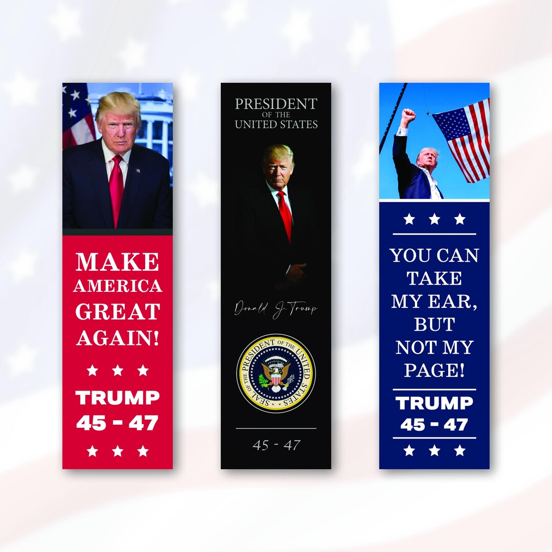 3-piece Donald Trump Presidential Bookmark Set - One Sided Cardstock - Etsy
