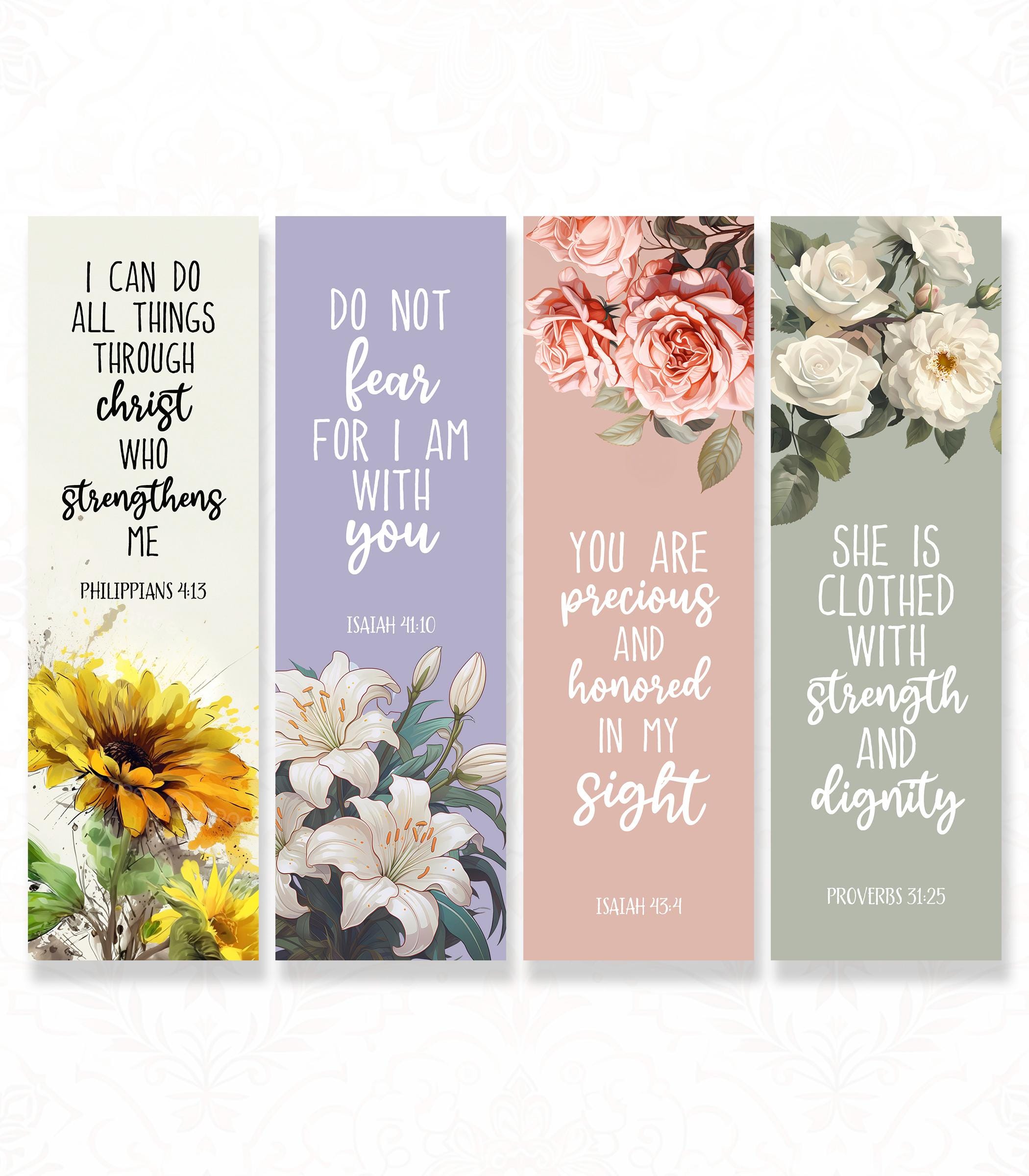 Grace in Bloom: 4-PC Bible Verse Bookmark Set - Etsy