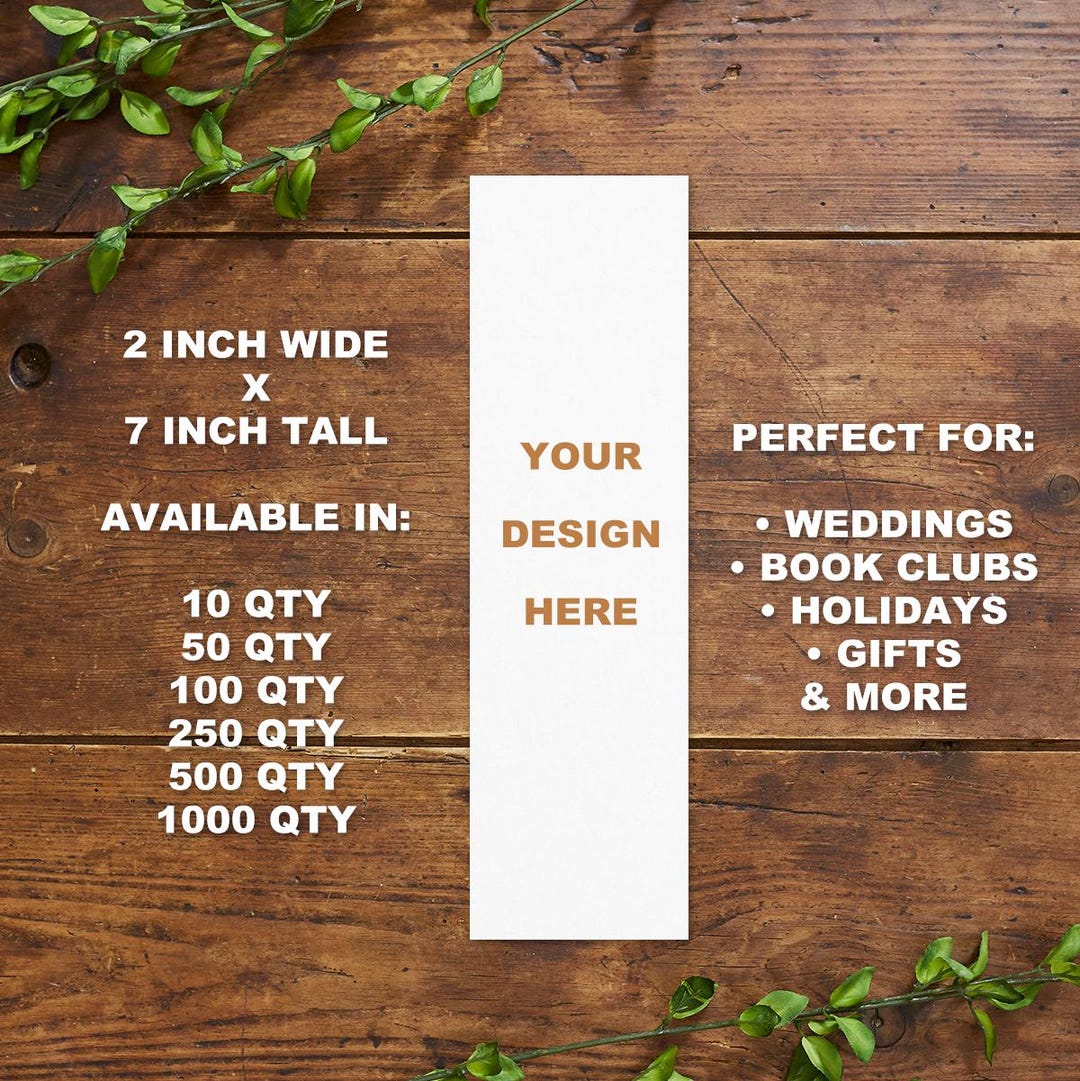 Custom Bookmark Packs - 1 Sided Personalized Bookmarks 2 Inch X 7 Inch ...