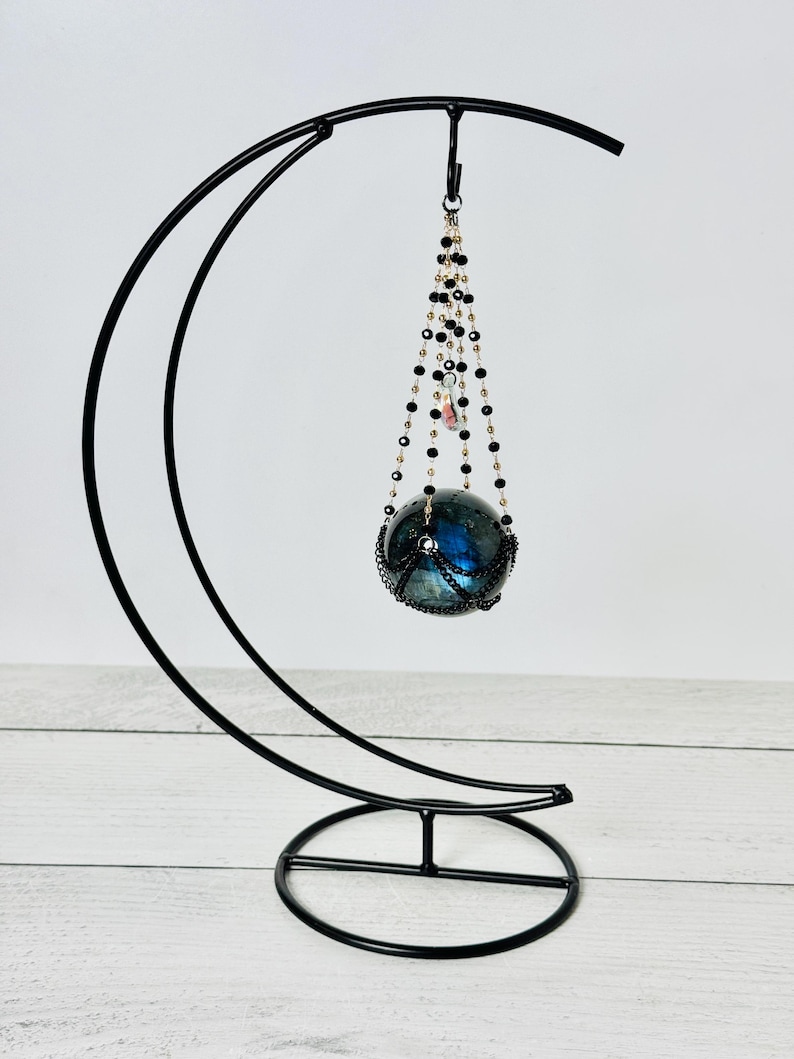 Black Metal Moon Jeweled Sphere Holder - Etsy UK