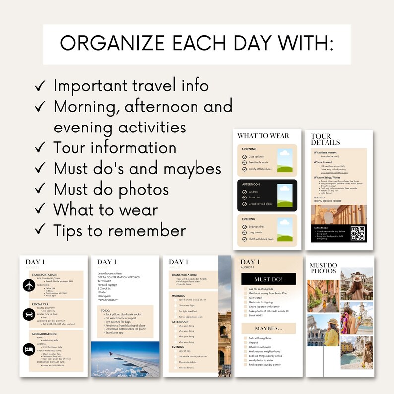 Mobile Travel Itinerary Template Minimalist Canva Design. Travel Agent ...