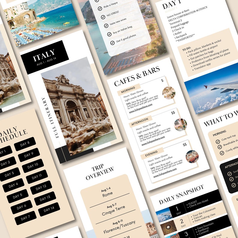 Mobile Travel Itinerary Template Minimalist Canva Design. Travel Agent ...