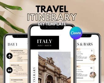 Violet Luxury Digital Travel Itinerary Template Mobile Travel Template ...