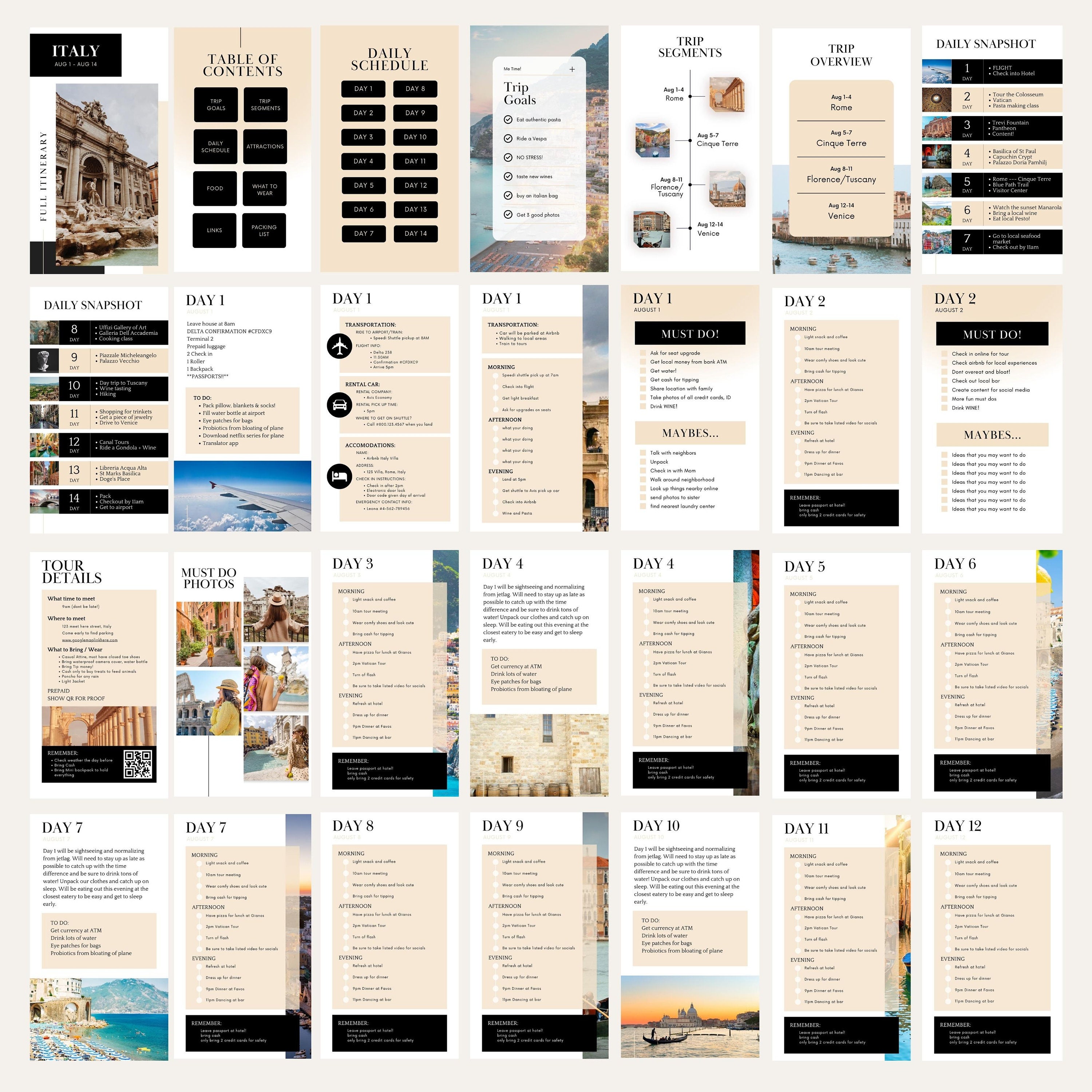 Mobile Travel Itinerary Template Minimalist Canva Design. Travel Agent ...