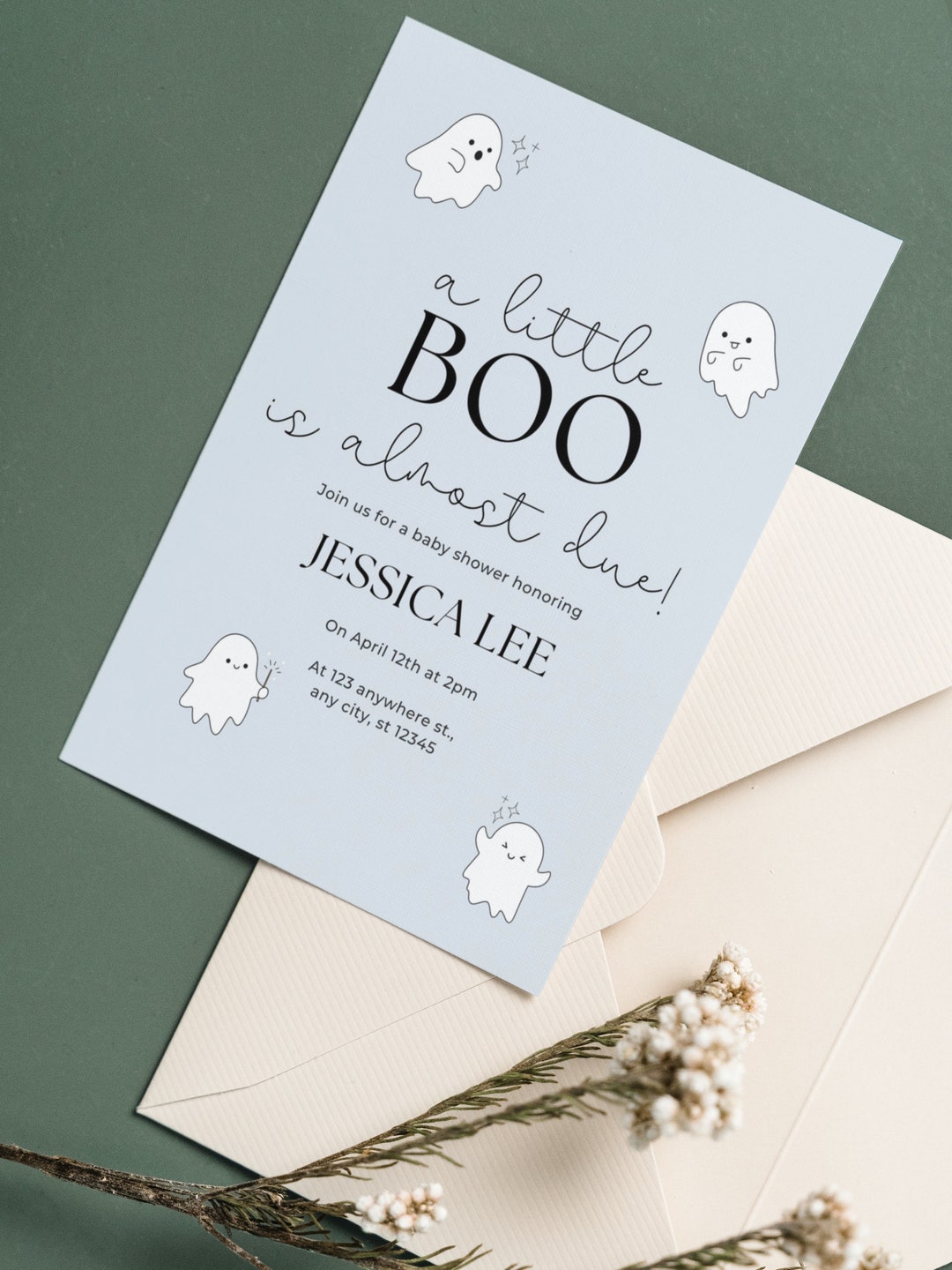 Editable Halloween October Baby Shower Invitation, A Little Boo Baby ...