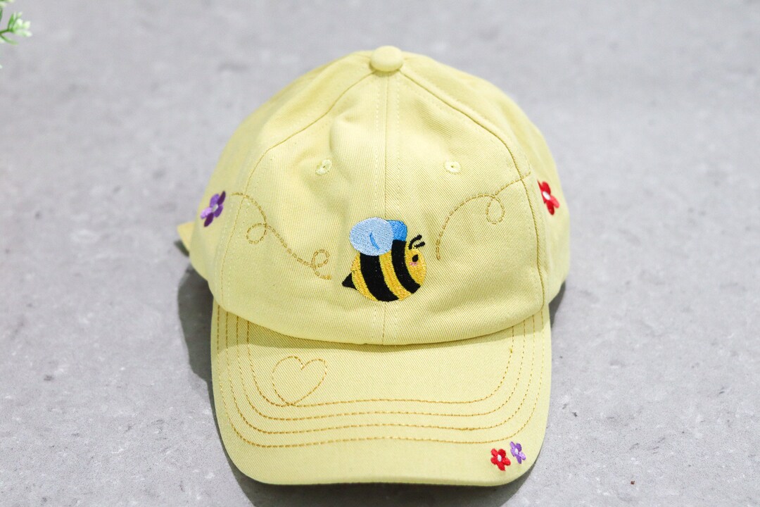 Embroidered Yellow Bee Hat ~ Kawaii Pastel Hat ~ Cute Cap ~ Kawaii Caps ...