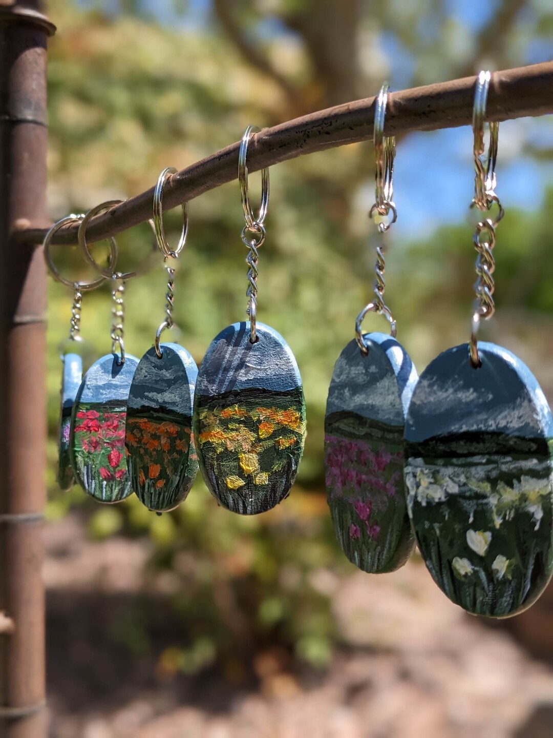 Hand Painted Wildflower Key Chain, Key Accessories, Women Gifts Ideas ...