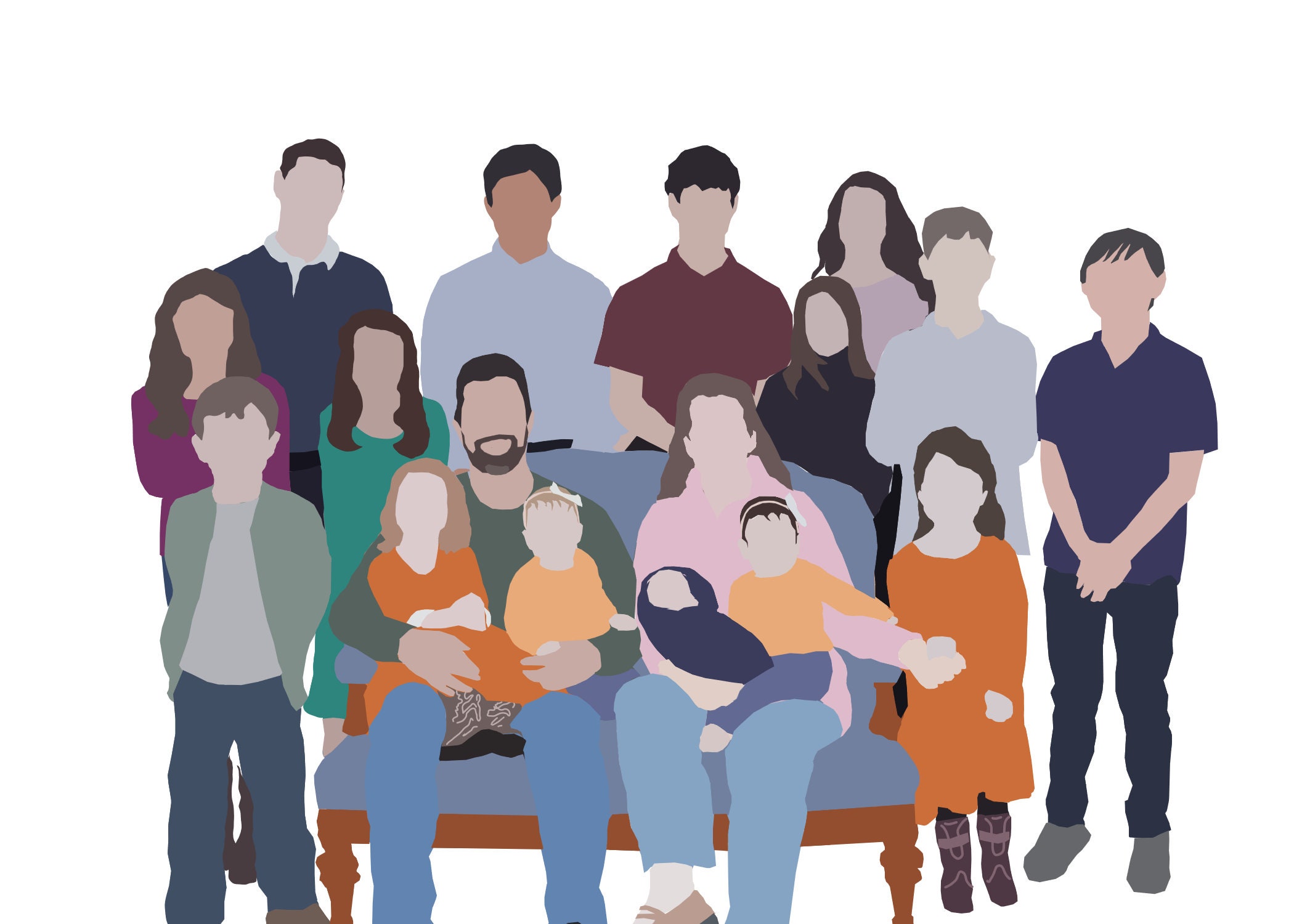 Personalized Faceless Portraits Digital Art Family Faceless - Etsy