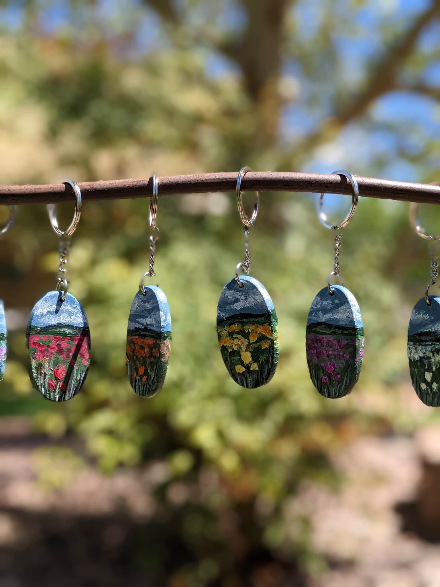 Hand Painted Wildflower Key Chain, Key Accessories, Women Gifts Ideas ...