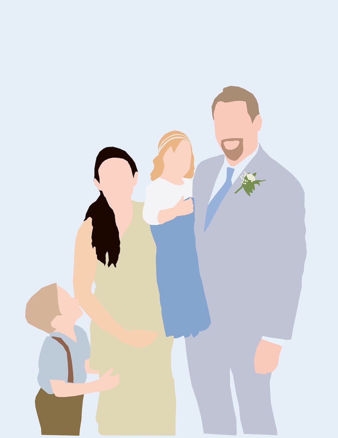 Personalized Faceless Portraits, Digital Art, Family Faceless Art ...