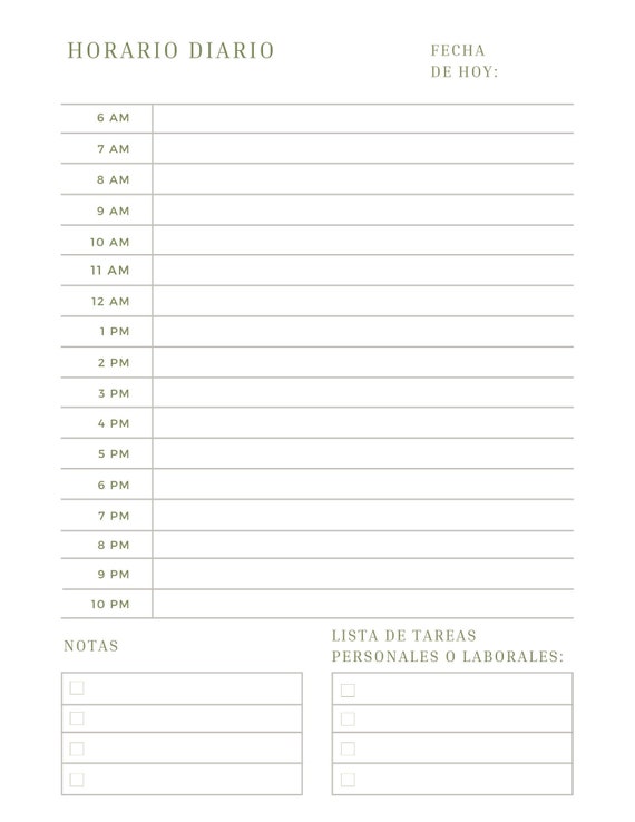 Daily Schedule in Spanish calendario Diario Daily Schedule - Etsy