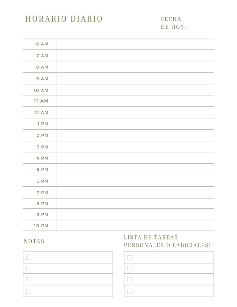 Daily Schedule in Spanish calendario Diario, Daily Schedule, Daily ...