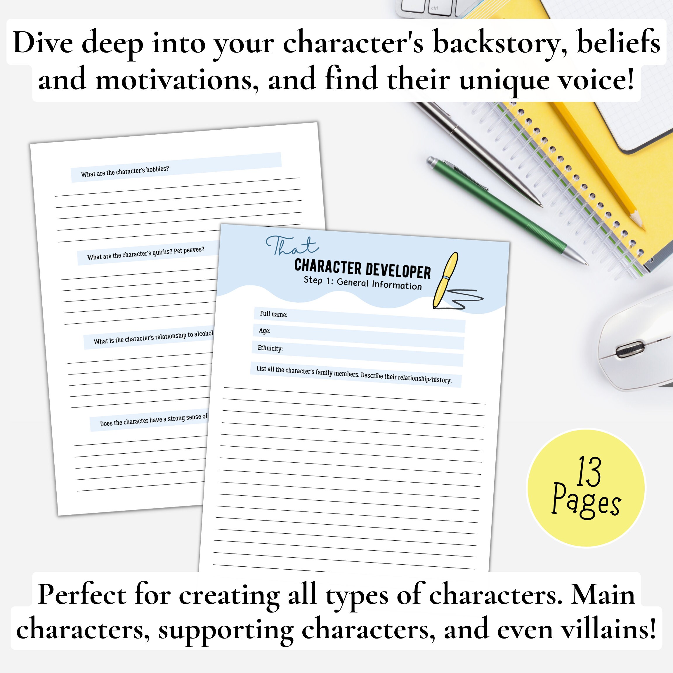 Character Development Worksheet - Nanowrimo Worksheet, Character ...