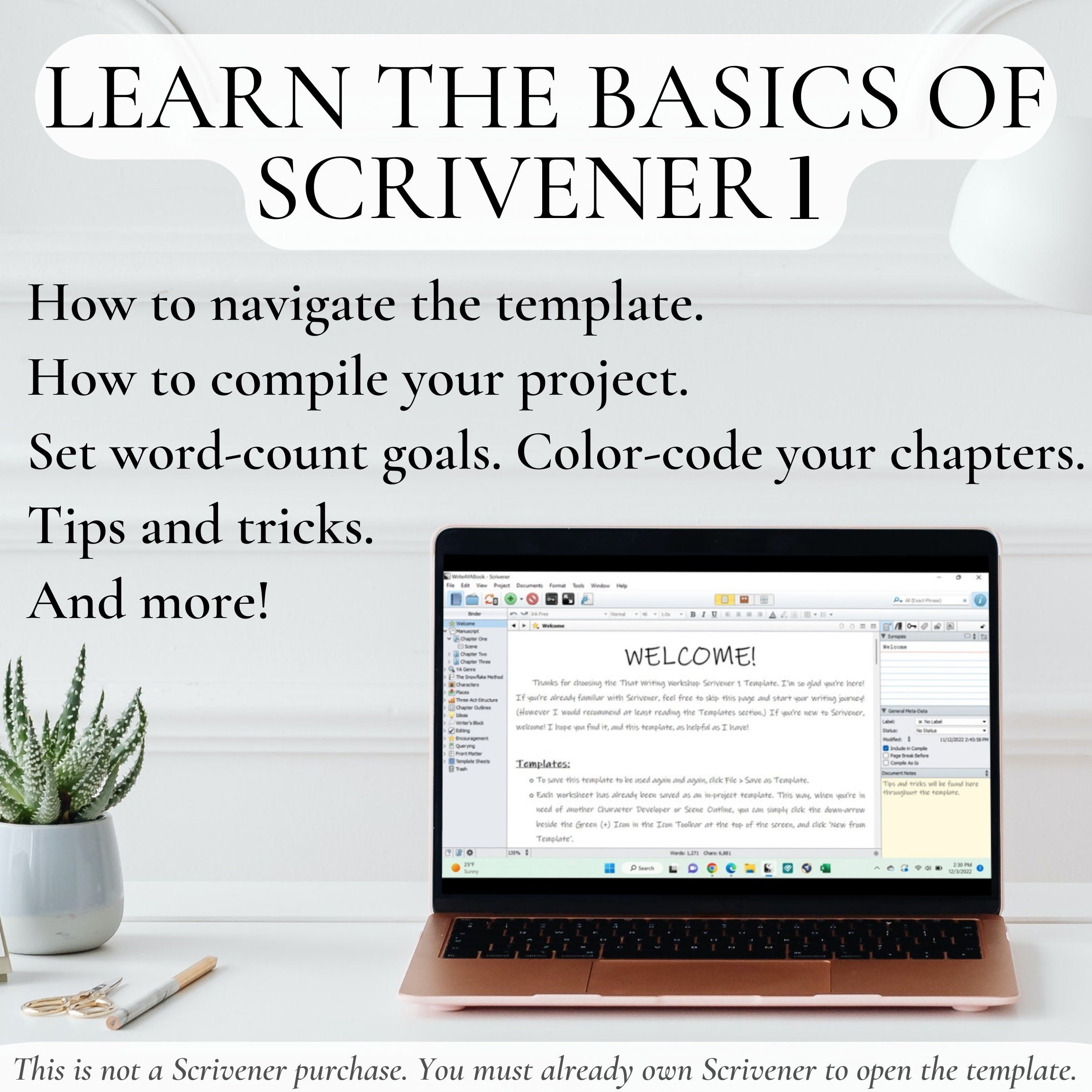 Write a Book in Scrivener 1 - Scrivener Template, Write in Scrivener ...