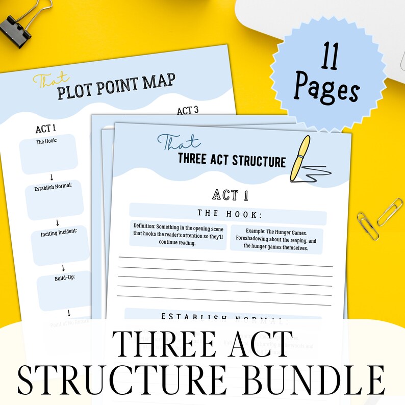 Three Act Structure Bundle - Plotting Worksheet, Three Act Structure ...