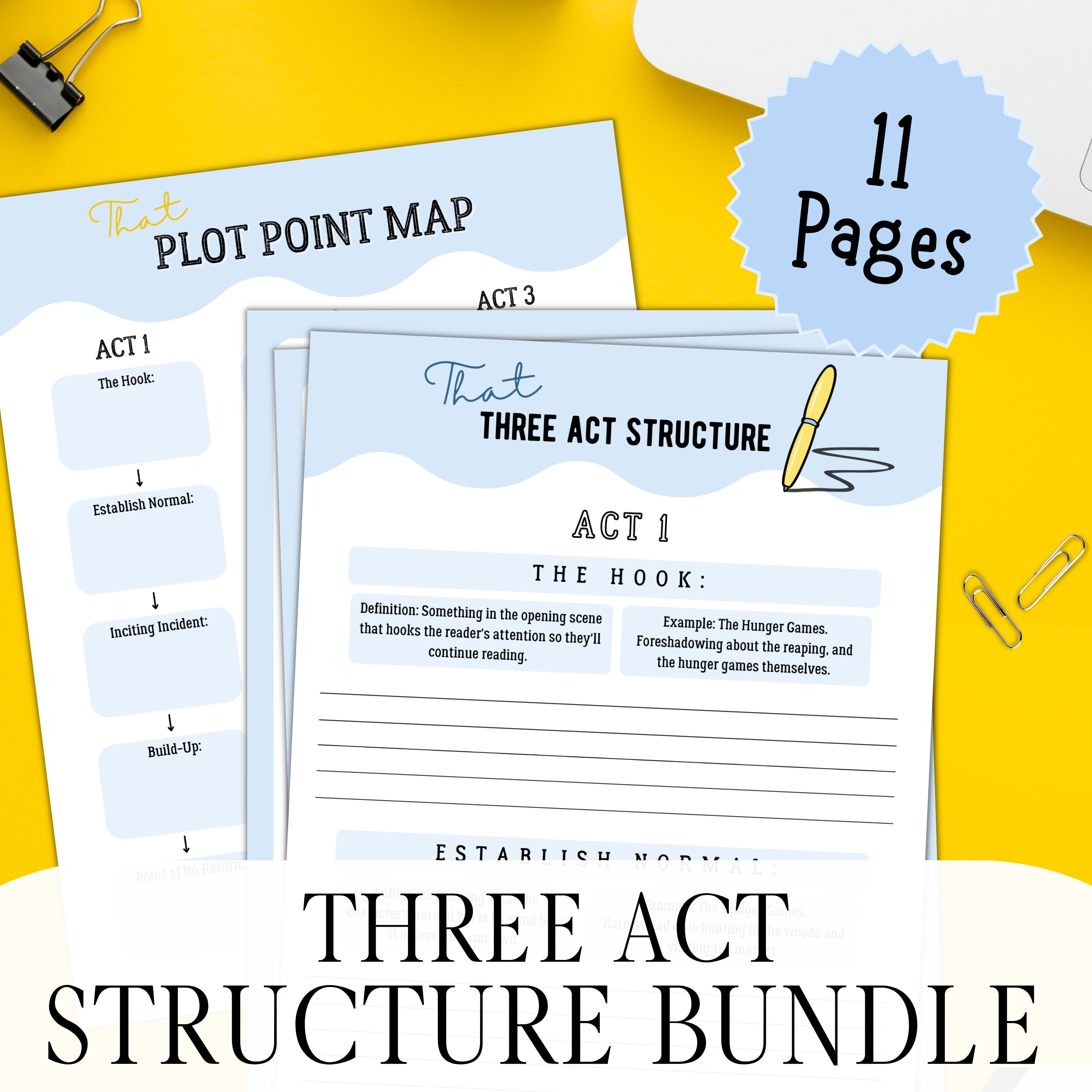 Three Act Structure Bundle Plotting Worksheet Three Act Structure